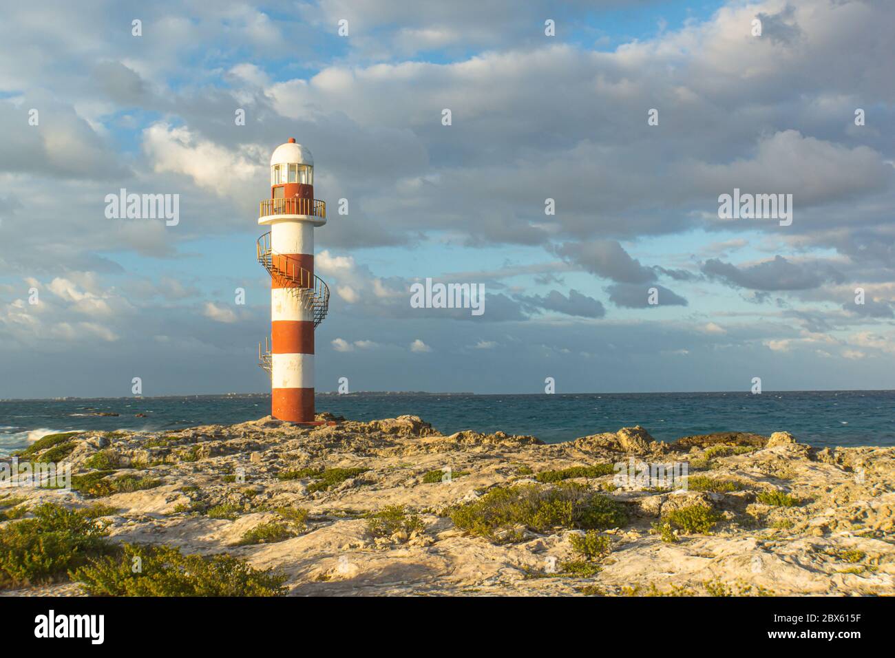 old historic lighthouse in Cancun, Mexico of Caribbean Sea Coast Stock ...