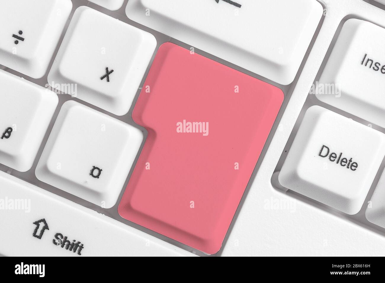 Pc Keyboard Key With Empty Note Paper Above Copy Space Stock Photo - Alamy