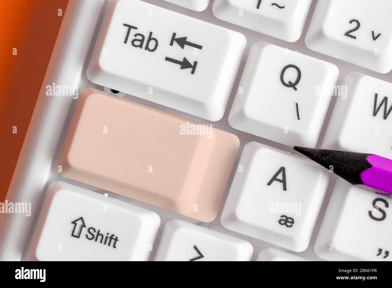 Pc Keyboard Key With Empty Note Paper Above Copy Space Stock Photo - Alamy