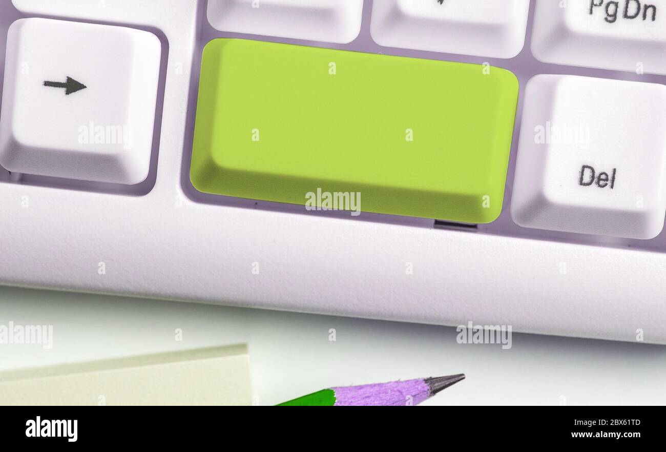 Pc Keyboard Key With Empty Note Paper Above Copy Space Stock Photo - Alamy