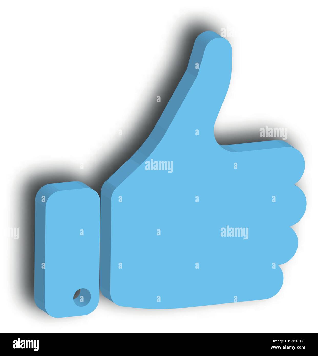 Blue hand with thumb up. Gesture of like, agree, yes, approval or ...