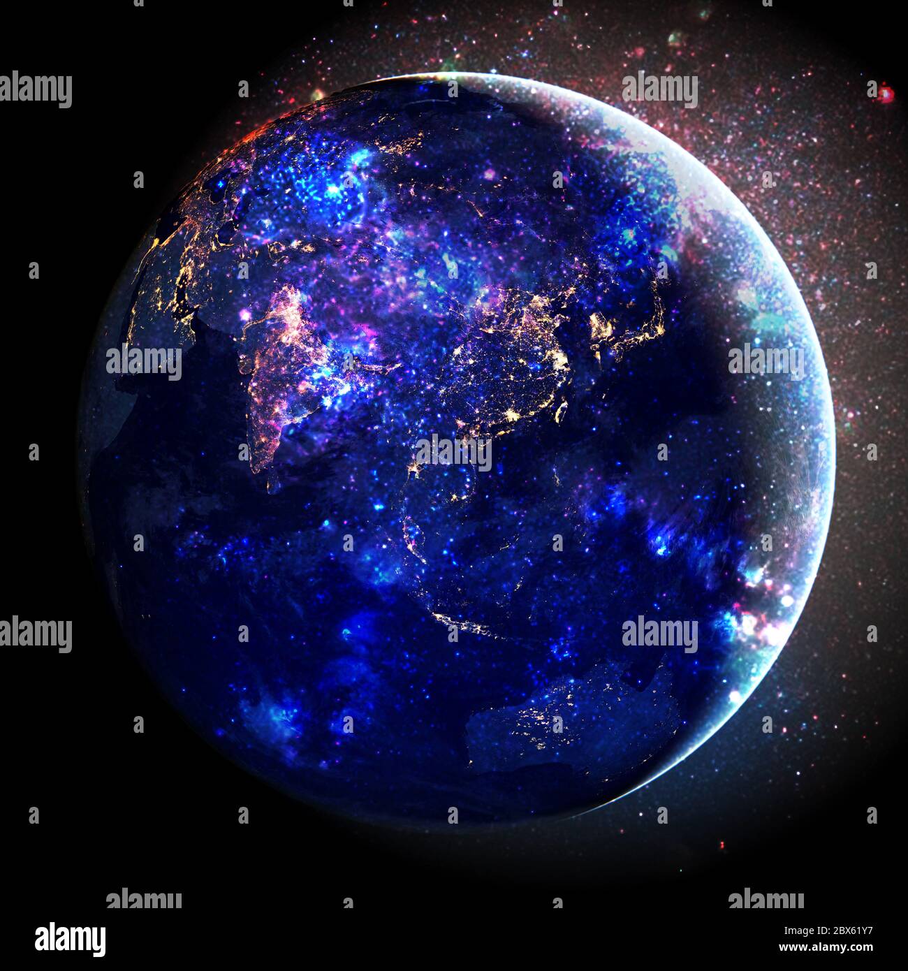 Digital Image of Distant Solar System Showing Global Technology ...