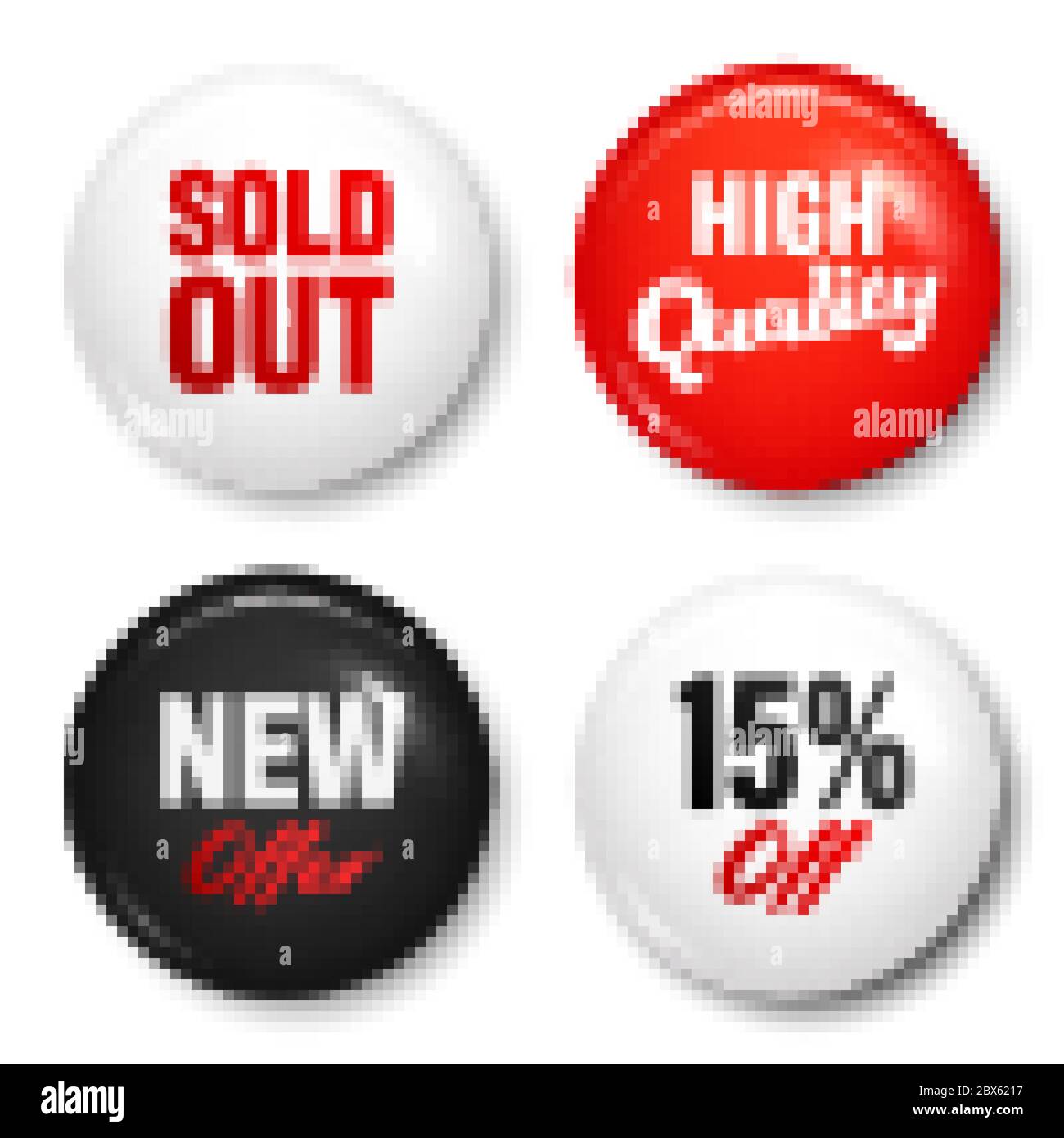 Realistic badges with text. Product promotion, sale. Special offer ...