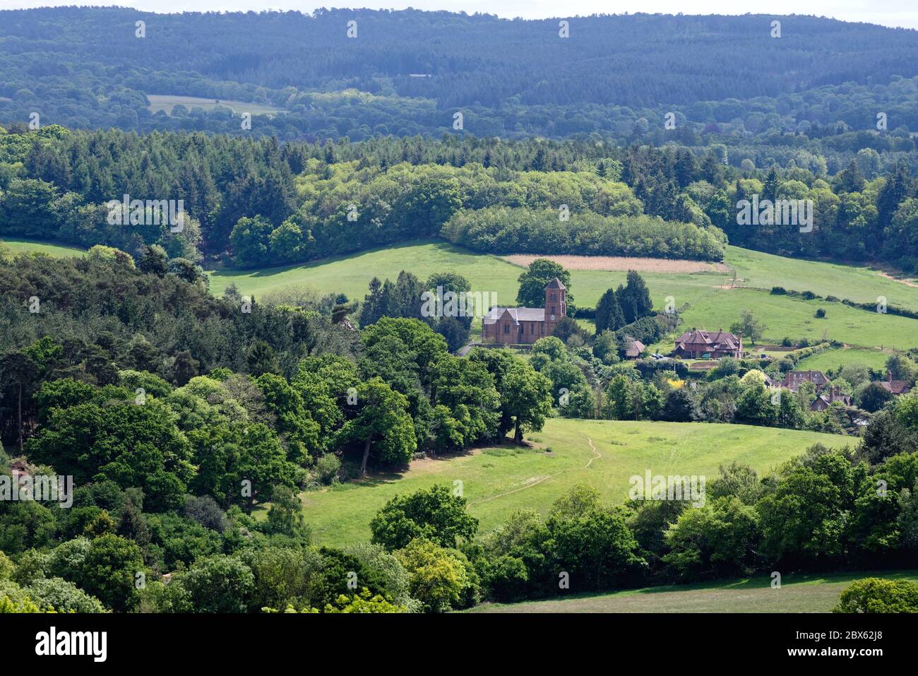 The view from Newlands Corner near Guildford looking towards Albury ...
