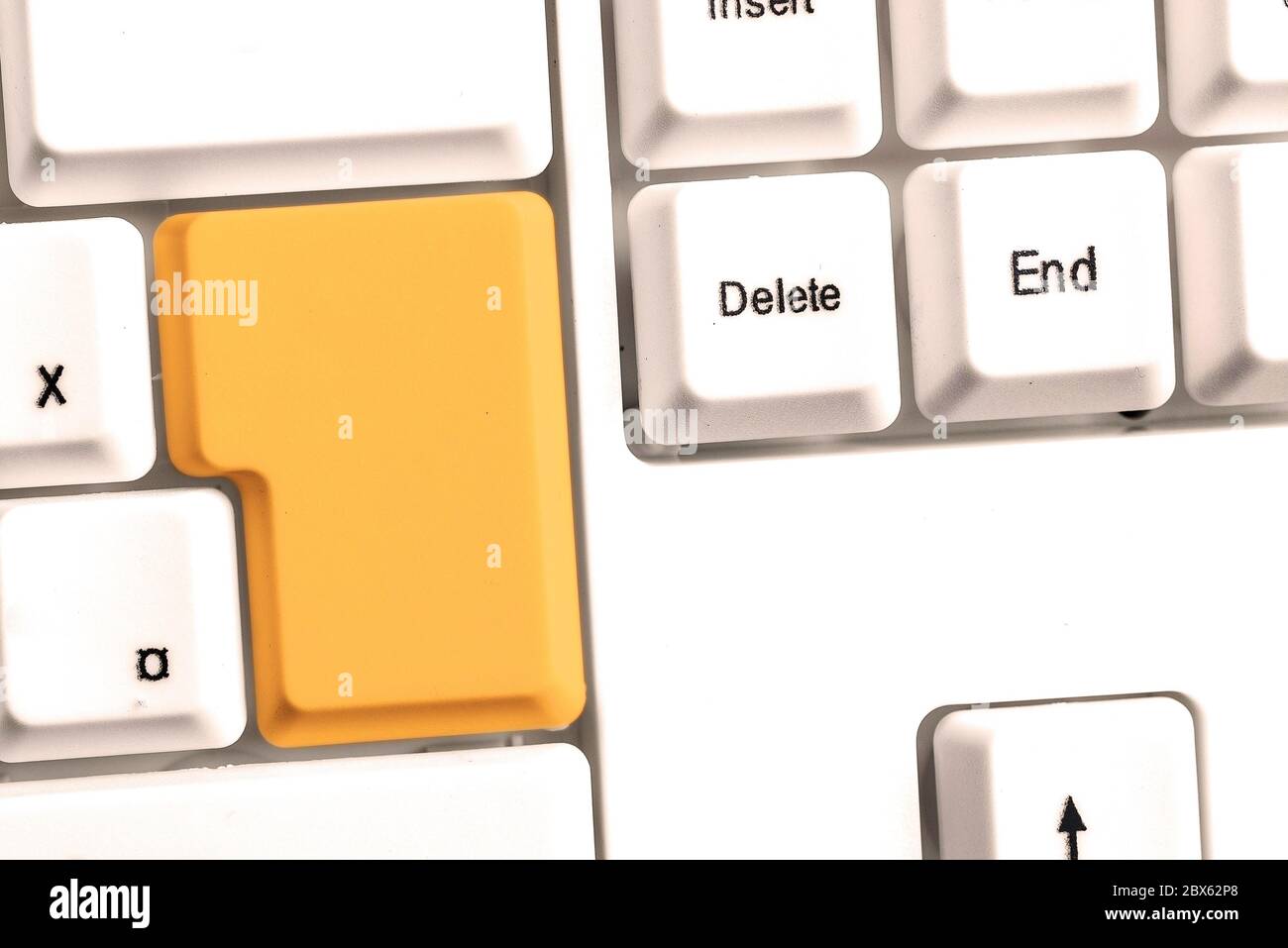 White Pc Keyboard With Empty Note Paper Above White Key Copy Space ...