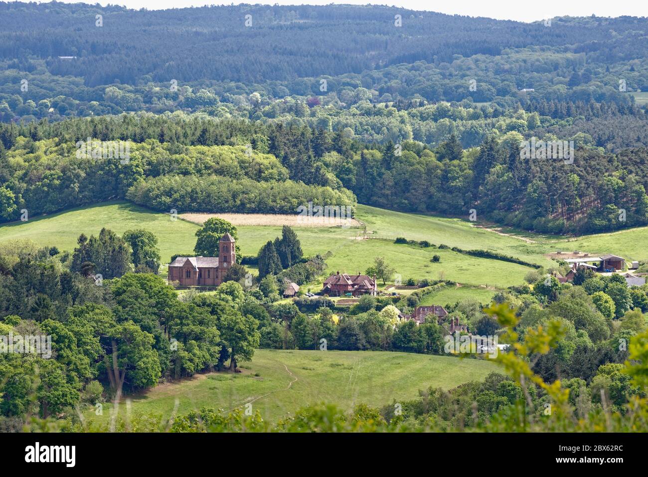 The view from Newlands Corner near Guildford looking towards Albury ...