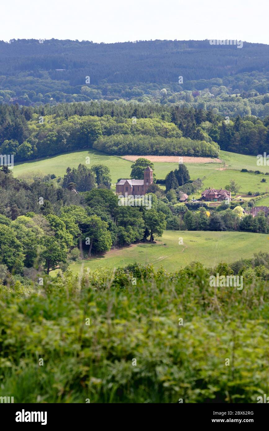 The view from Newlands Corner near Guildford looking towards Albury ...