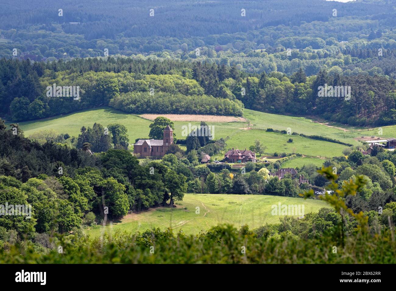 The view from Newlands Corner near Guildford looking towards Albury ...