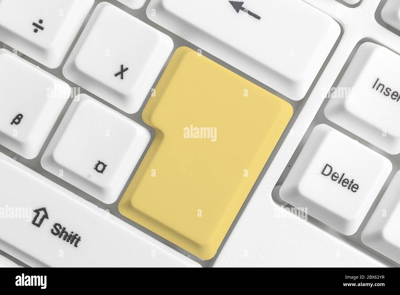 Pc Keyboard Key With Empty Note Paper Above Copy Space Stock Photo - Alamy