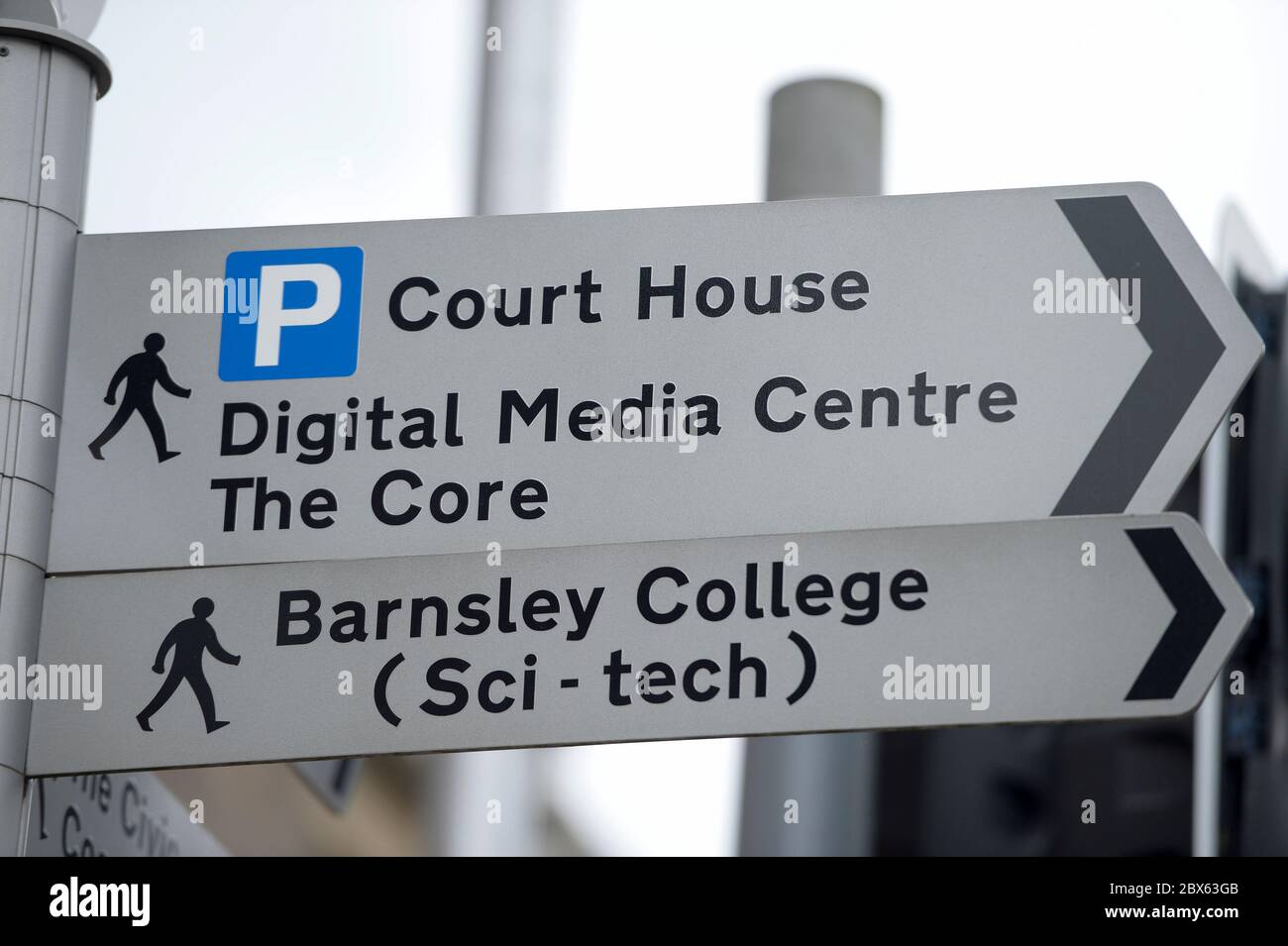 Barnsley directional street signs for DMC, Transport, Courts and ...