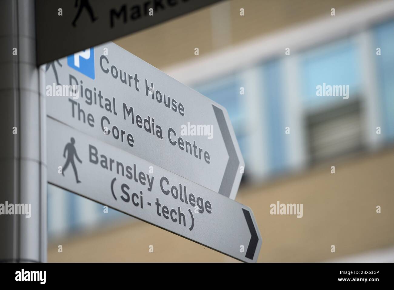 Barnsley directional street signs for DMC, Transport, Courts and ...