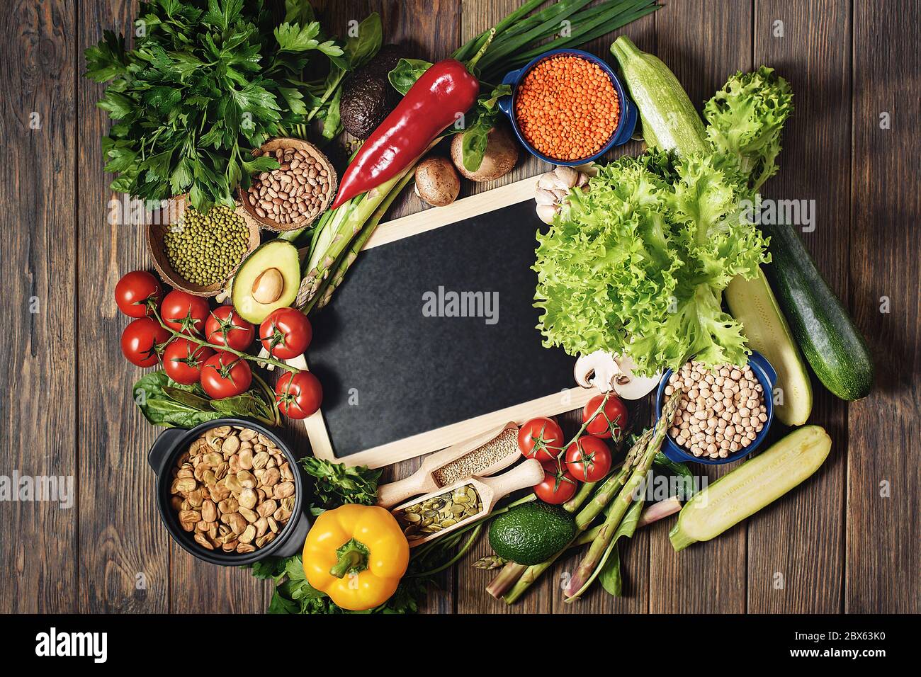 Legumes, lentils, chikpea and beans assortmen top view. Composition of ...