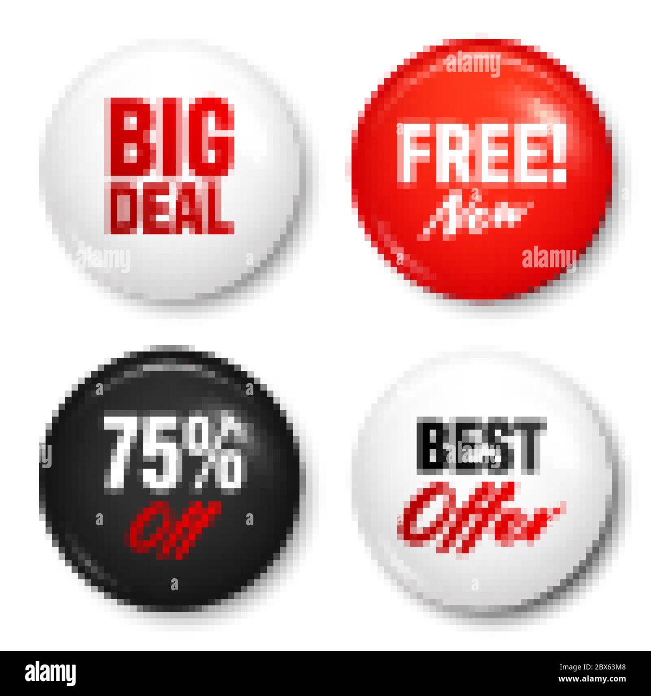 Realistic badges with text. Product promotion, sale. Special offer ...