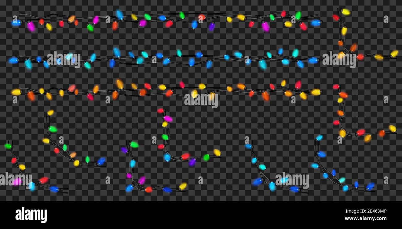 Christmas festive decorations, colored translucent fairy lights ...