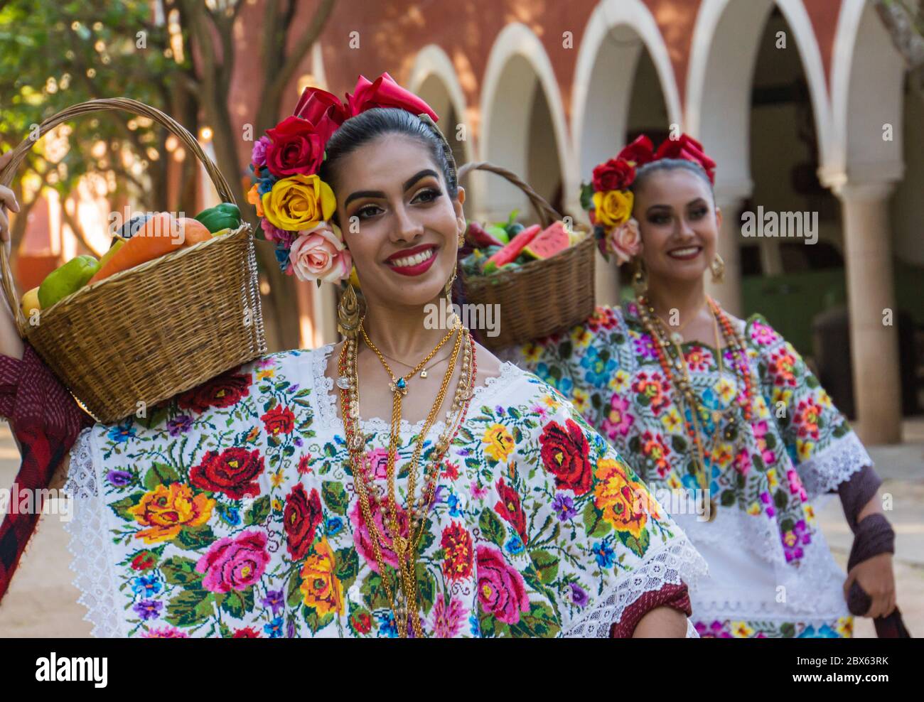 Merida,Yucatan/Mexico-February 29,2020:female folk dancers in ...