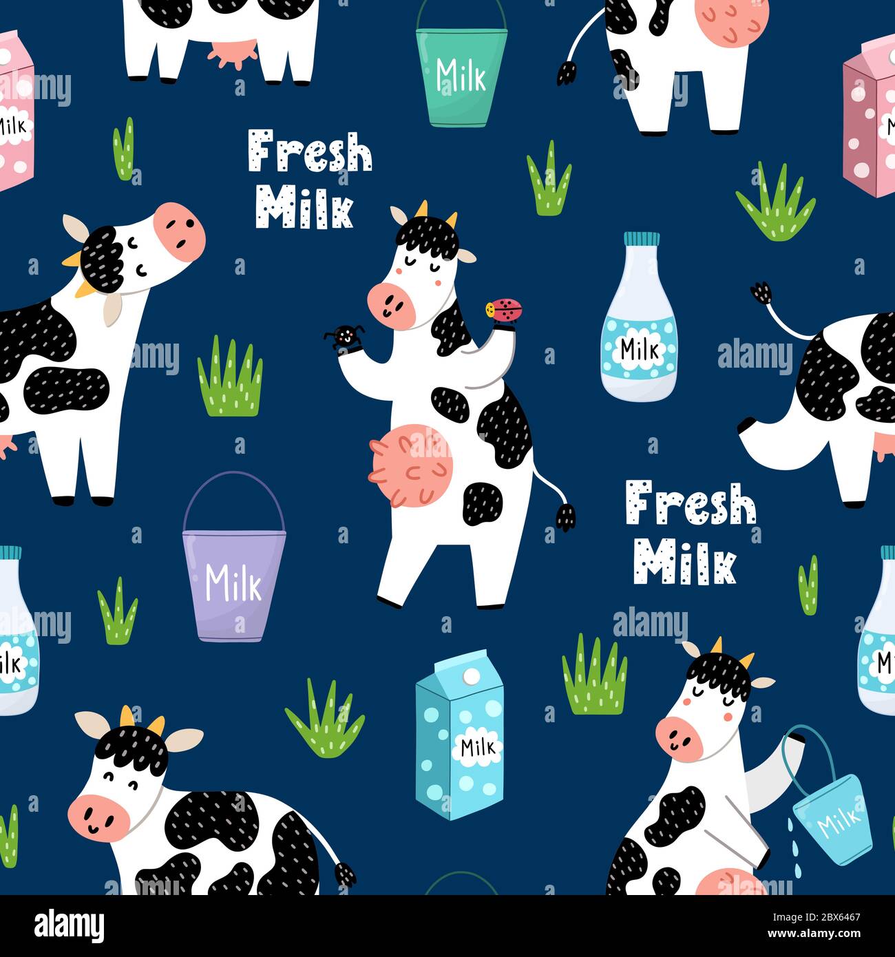 Сows and milk seamless pattern Stock Vector Image & Art - Alamy