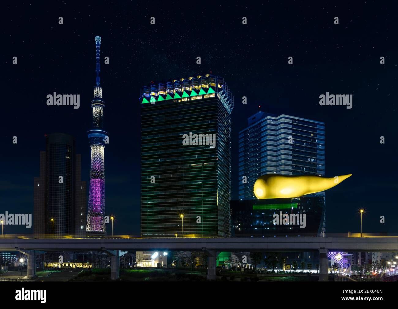 tokyo, japan - march 25 2020: Night view of the illuminated Japan ...