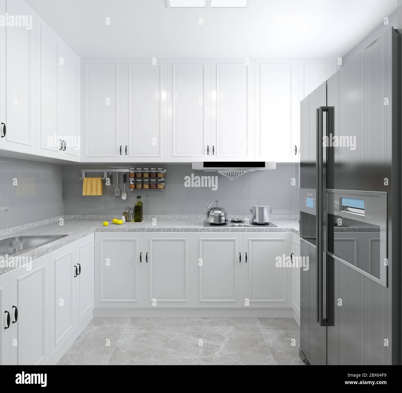 Kitchen interior render wall hi-res stock photography and images - Alamy