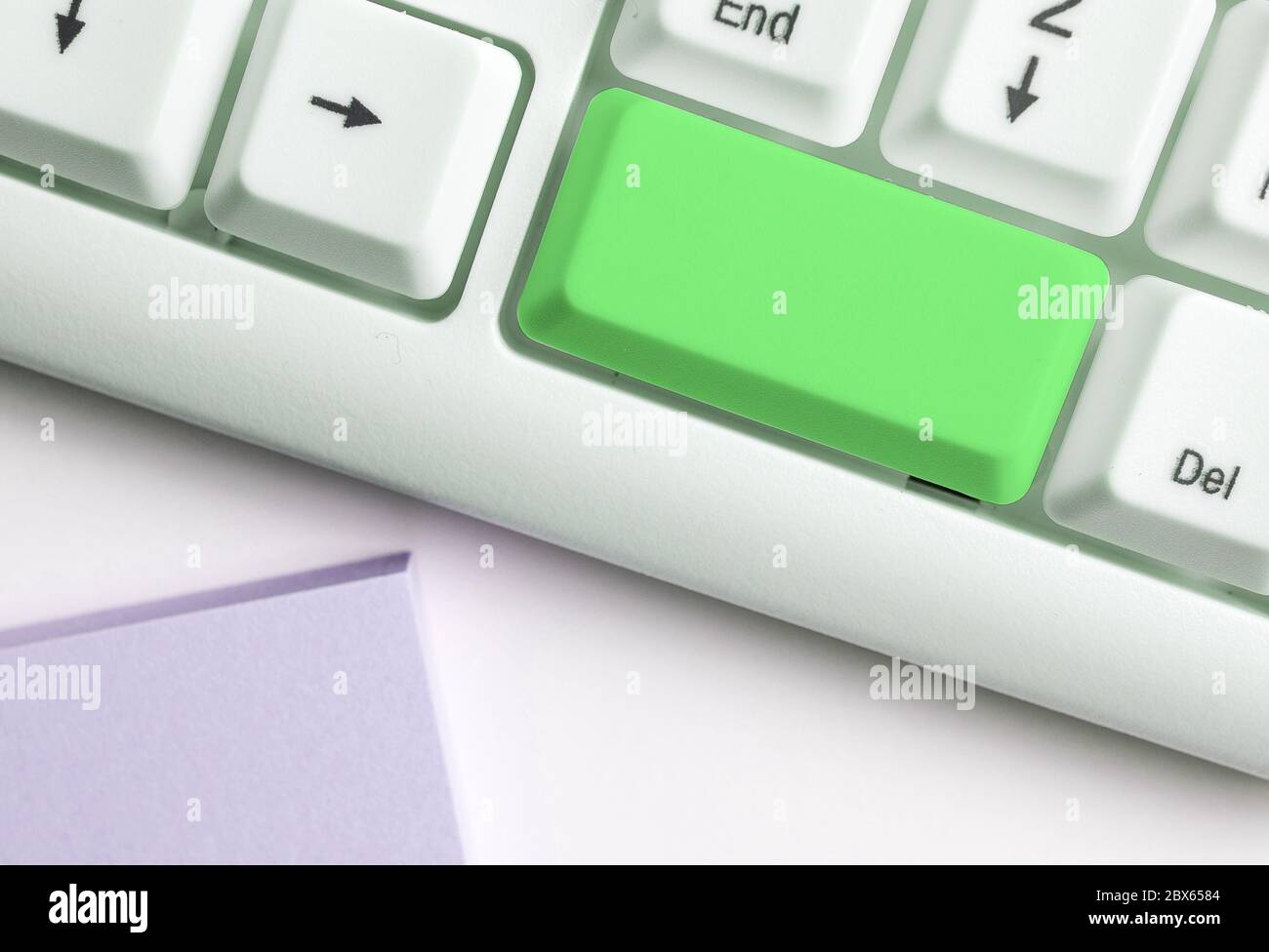 Pc Keyboard Key With Empty Note Paper Above Copy Space Stock Photo - Alamy