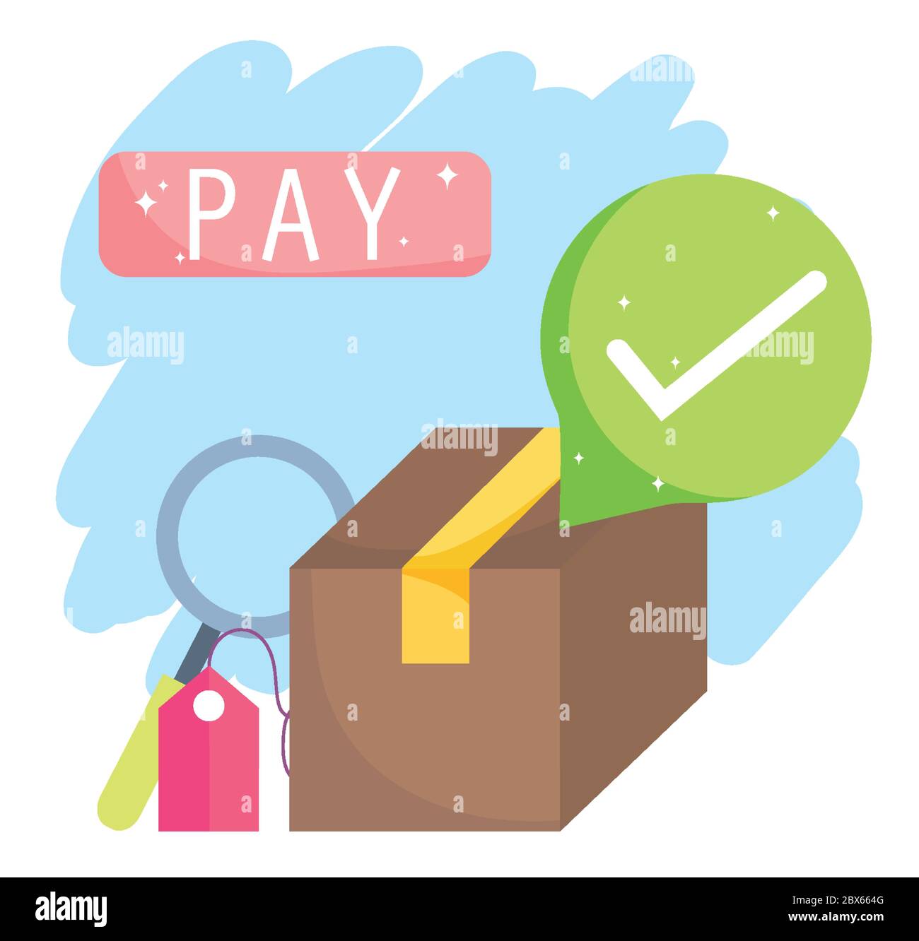 online payment, delivery box tag analysis, ecommerce market shopping ...