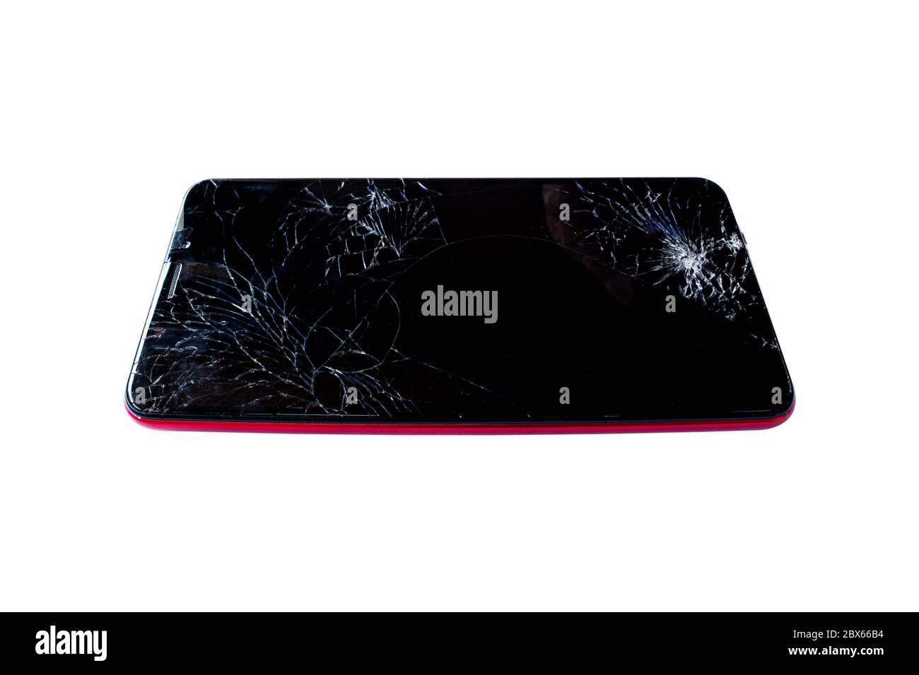smartphone with broken screen display isolated on white background ...