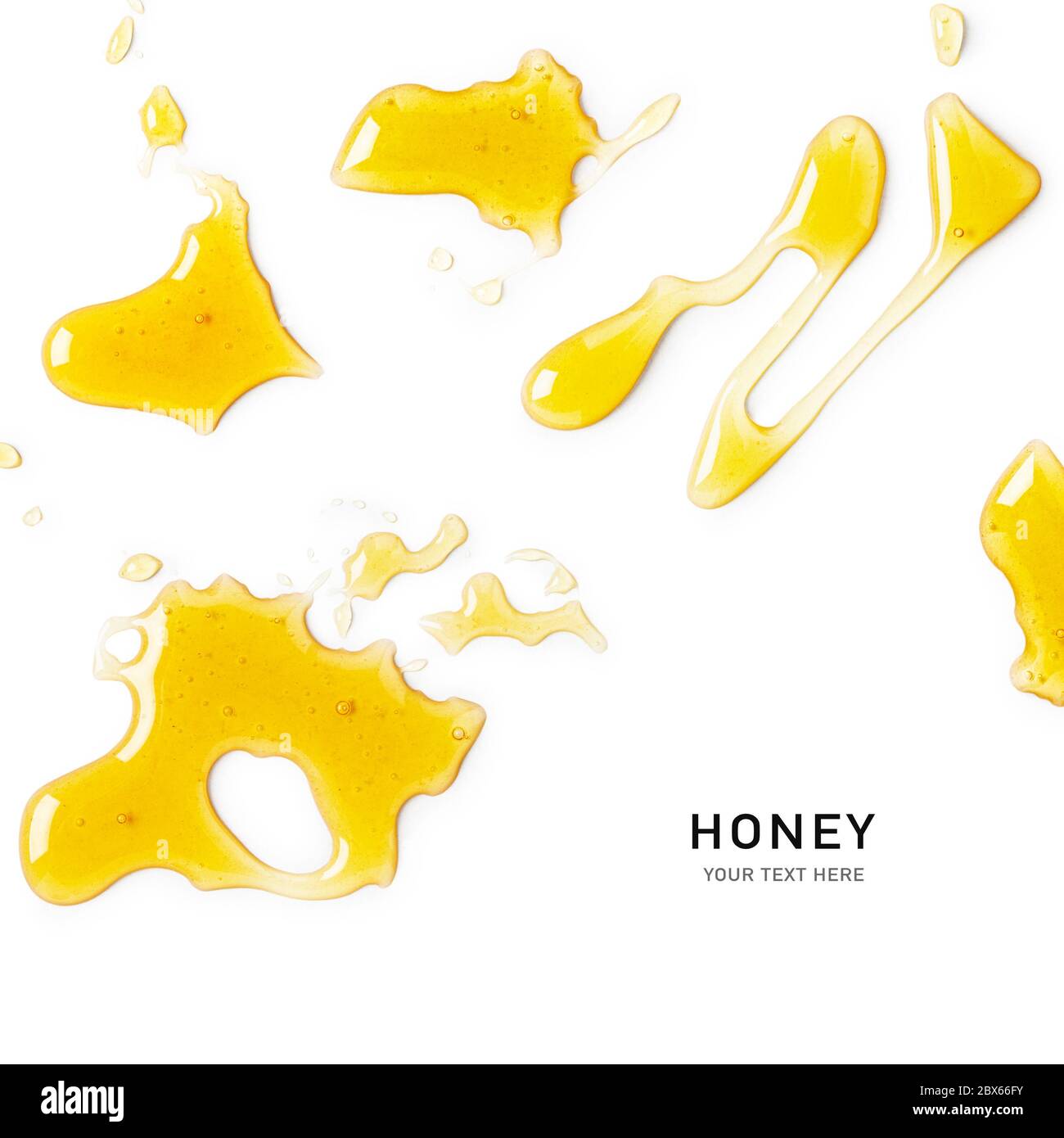 Honey drops creative layout isolated on white background. Healthy ...