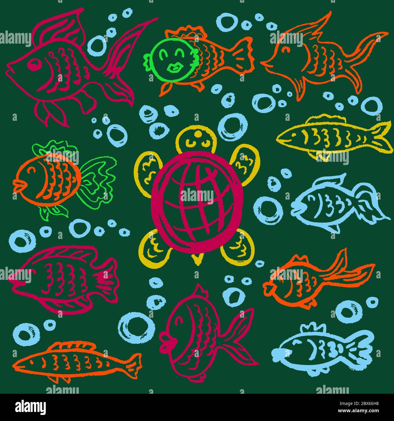 Fish drawn with crayons hi-res stock photography and images - Alamy