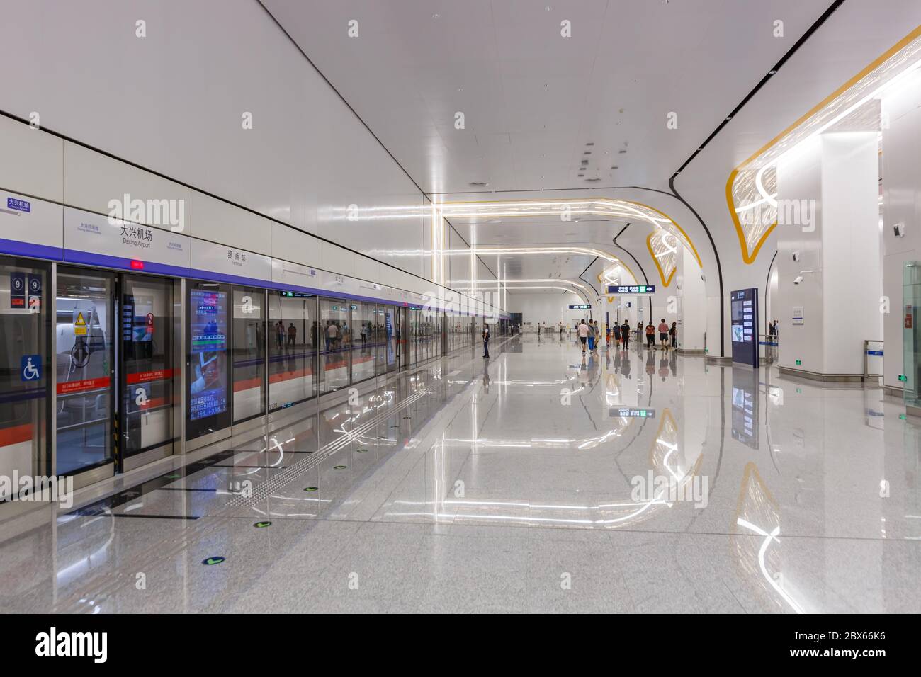 Beijing, China September 30, 2019: MRT Metro Station at Beijing Daxing ...