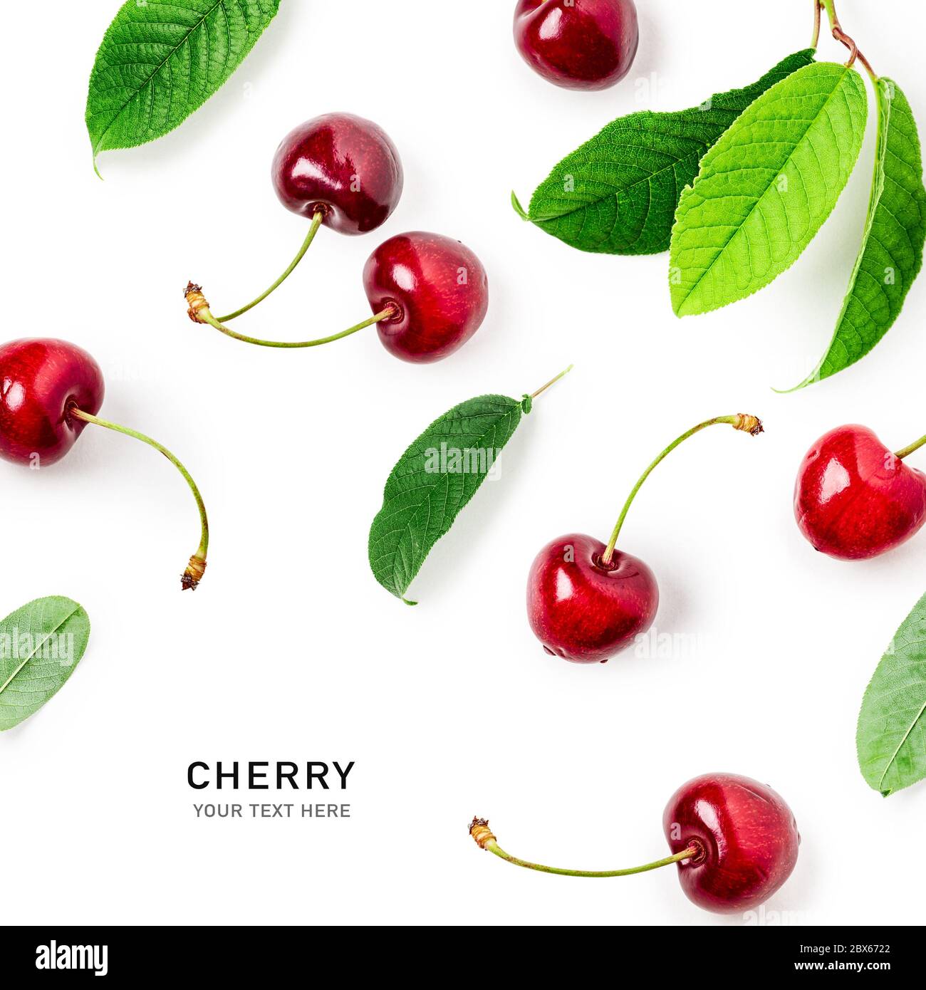 Cherry fruit composition and creative layout isolated on white ...
