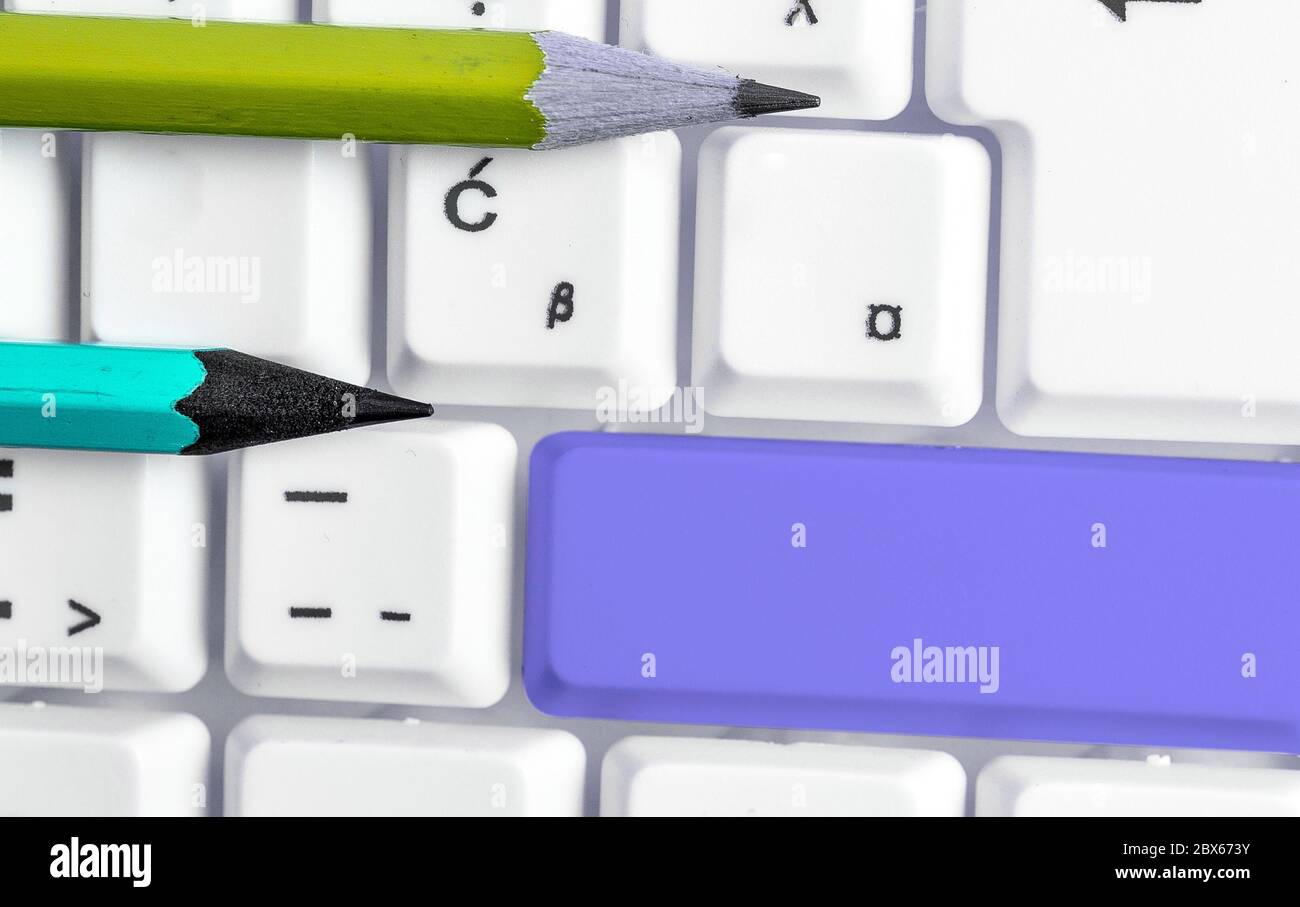 Pc Keyboard Key With Empty Note Paper Above Copy Space Stock Photo - Alamy