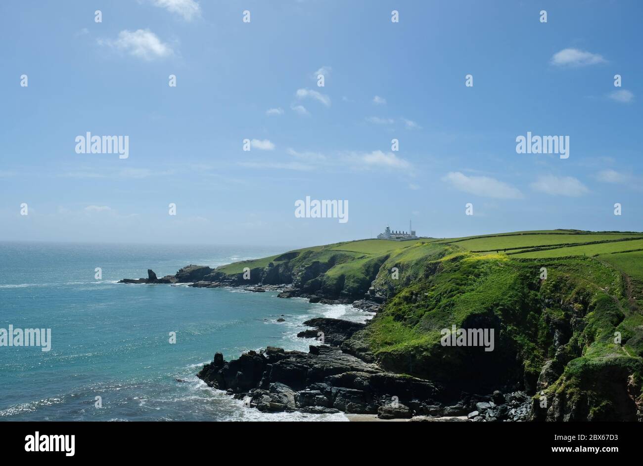 The Lizard Lighthouse shot across Housel Bay, Cornwall, UK - John ...