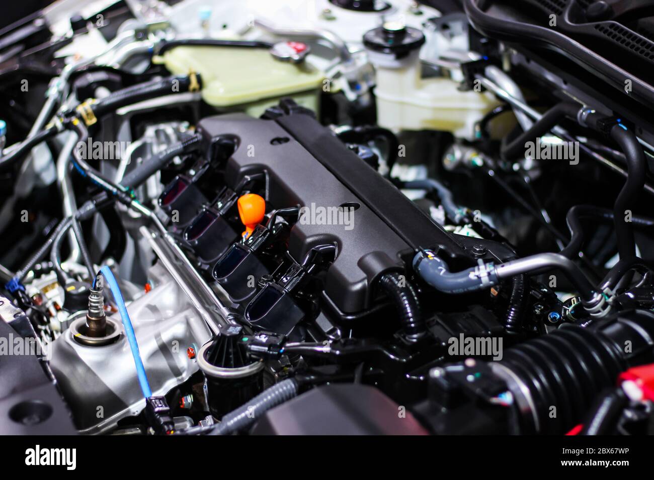 Details inside of a private car engine. Select focus Stock Photo - Alamy