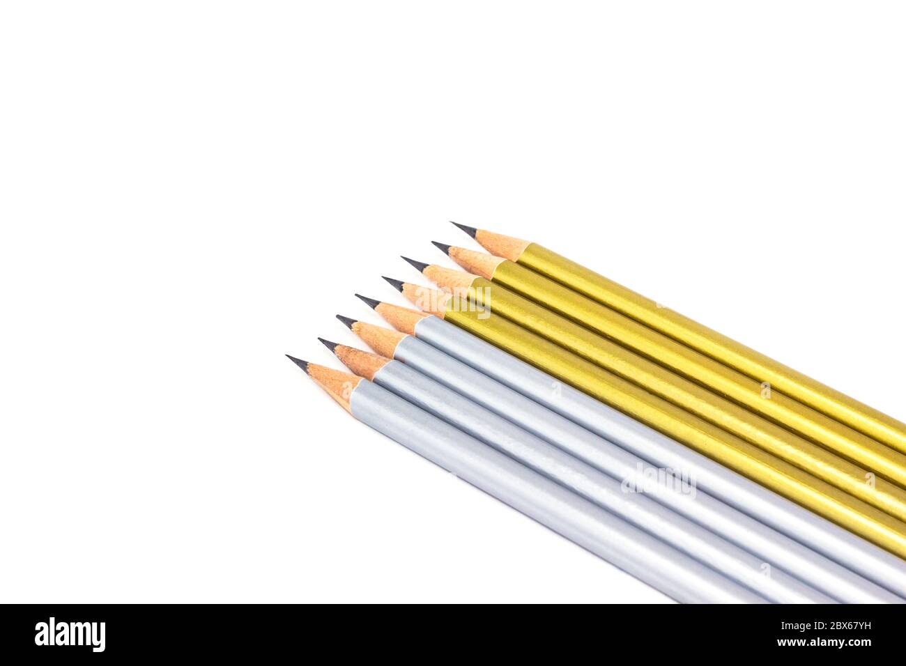Silver and gold pencil isolated on pure white background Stock Photo ...