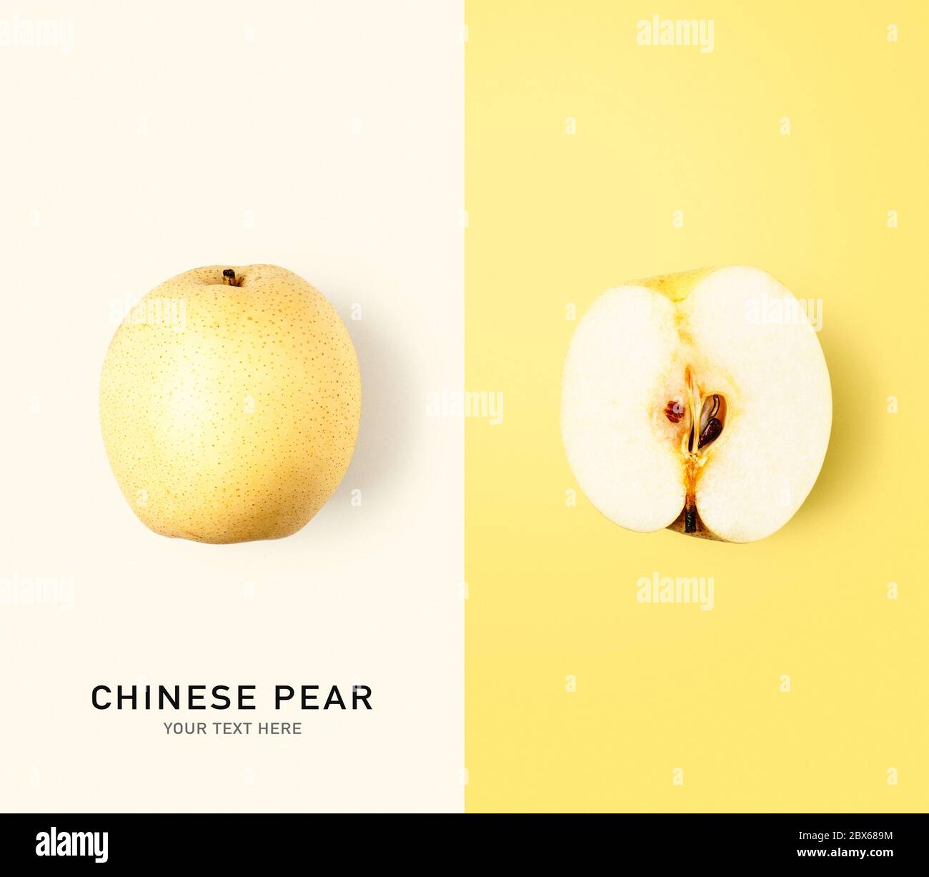 Fresh chinese pear or nashi fruit, creative layout. Healthy eating and ...
