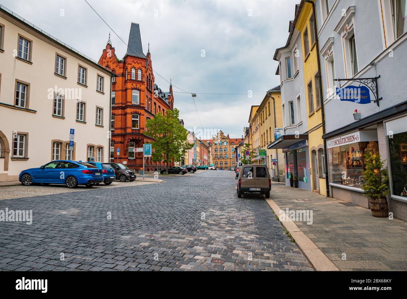 HOF, GERMANY - CIRCA MAY, 2020: The Altstadt street in old town of Hof ...