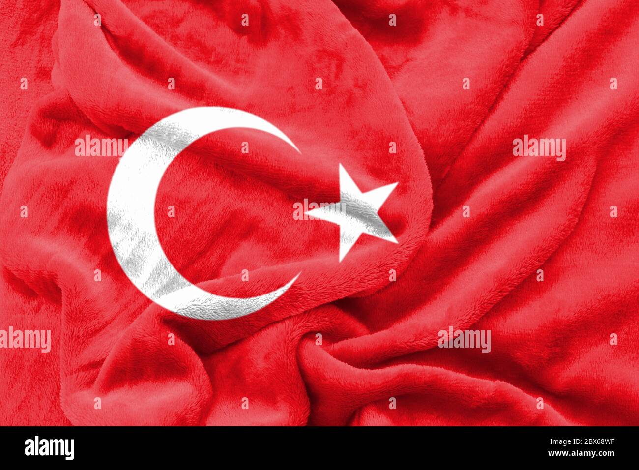 Fabric wavy texture national flag of Turkey Stock Photo - Alamy