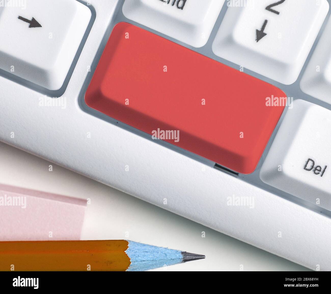 Pc Keyboard Key With Empty Note Paper Above Copy Space Stock Photo - Alamy
