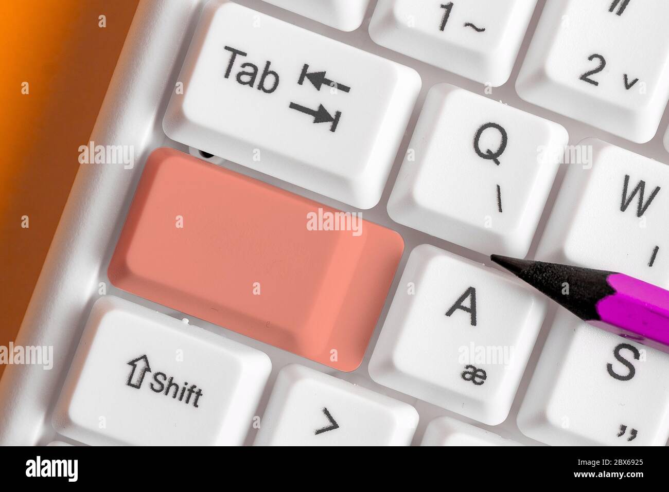 Pc Keyboard Key With Empty Note Paper Above Copy Space Stock Photo - Alamy