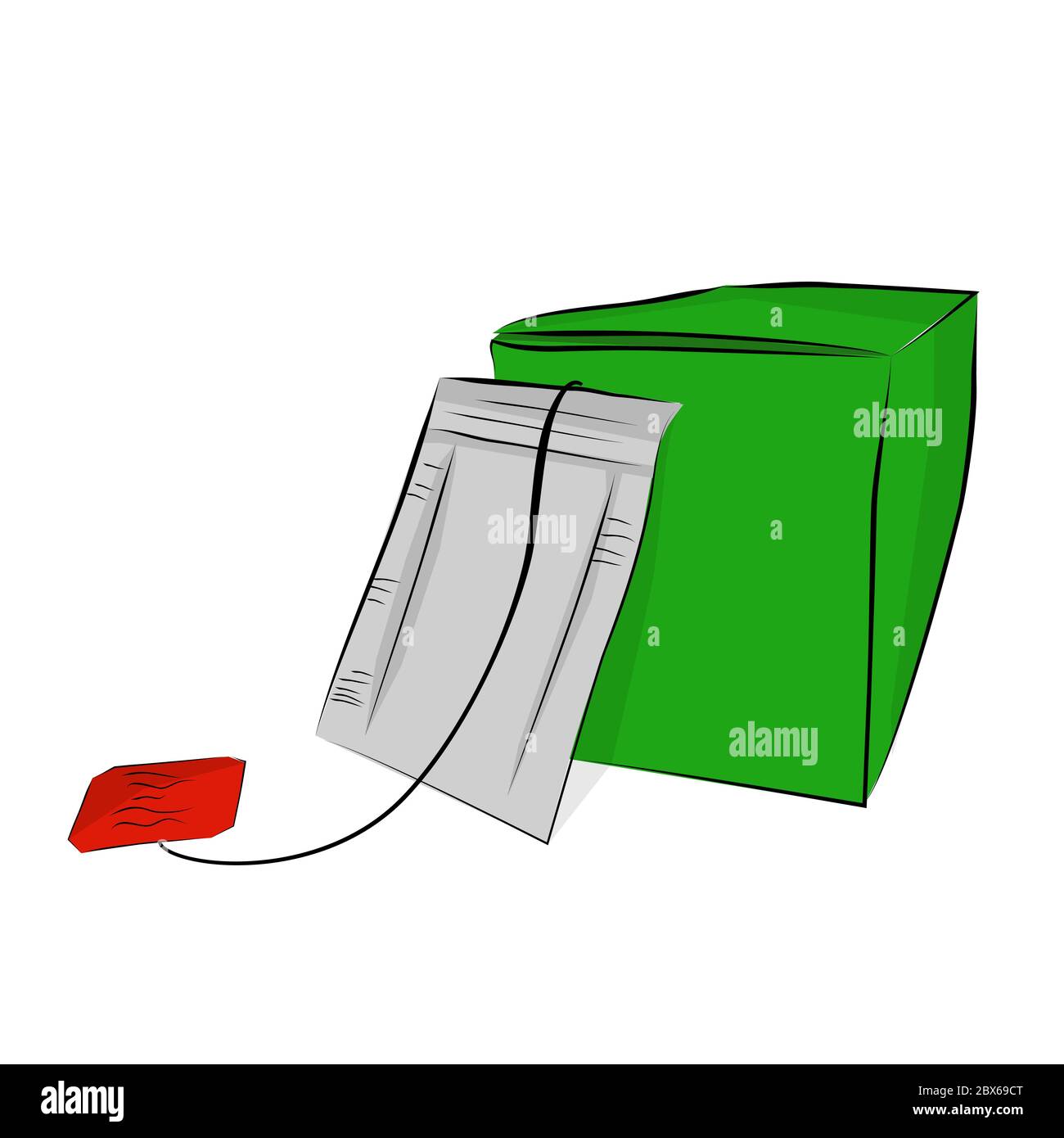 Vector Hand Draw Sketch, Mockup Blank Instant Tea Bag and Box, Isolated ...