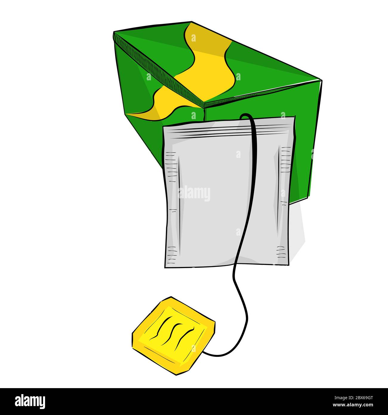Vector Hand Draw Sketch, Mockup Blank Instant Tea Bag and Box, Isolated ...