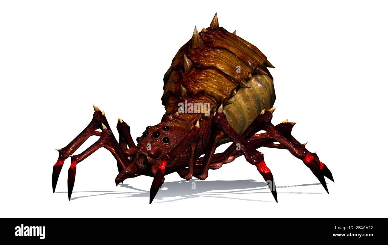 fantasy spider with shadow on the floor - sideview from right ...