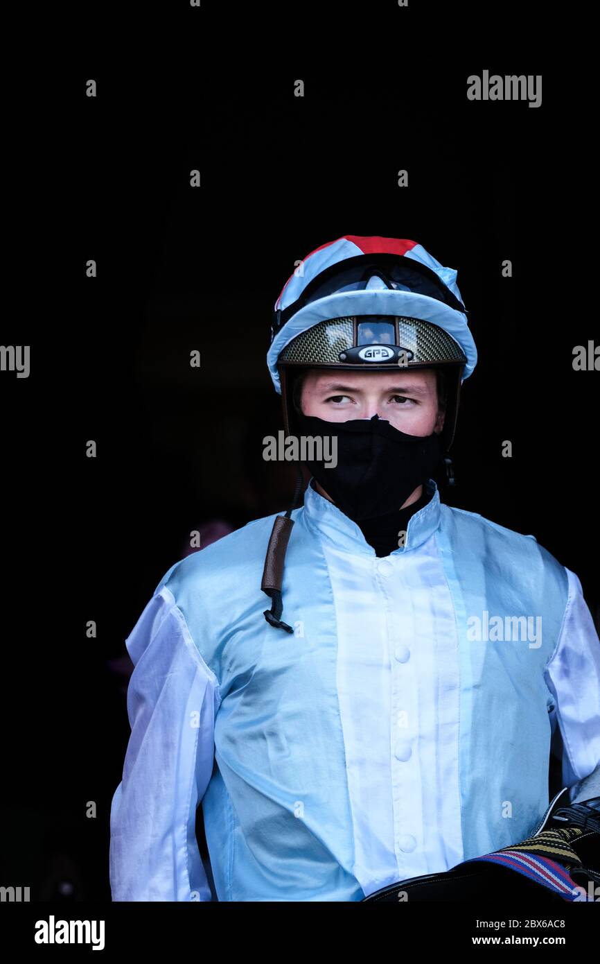 Jockey Jason Watson at Lingfield Racecourse Stock Photo - Alamy