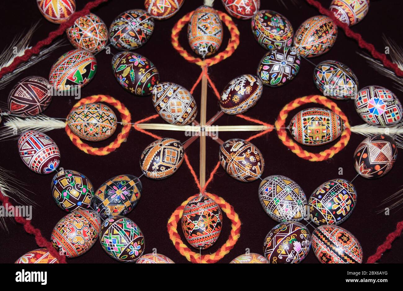 RAHIV, UKRAINE - September 15, 2015: Traditional handmade Easter eggs ...