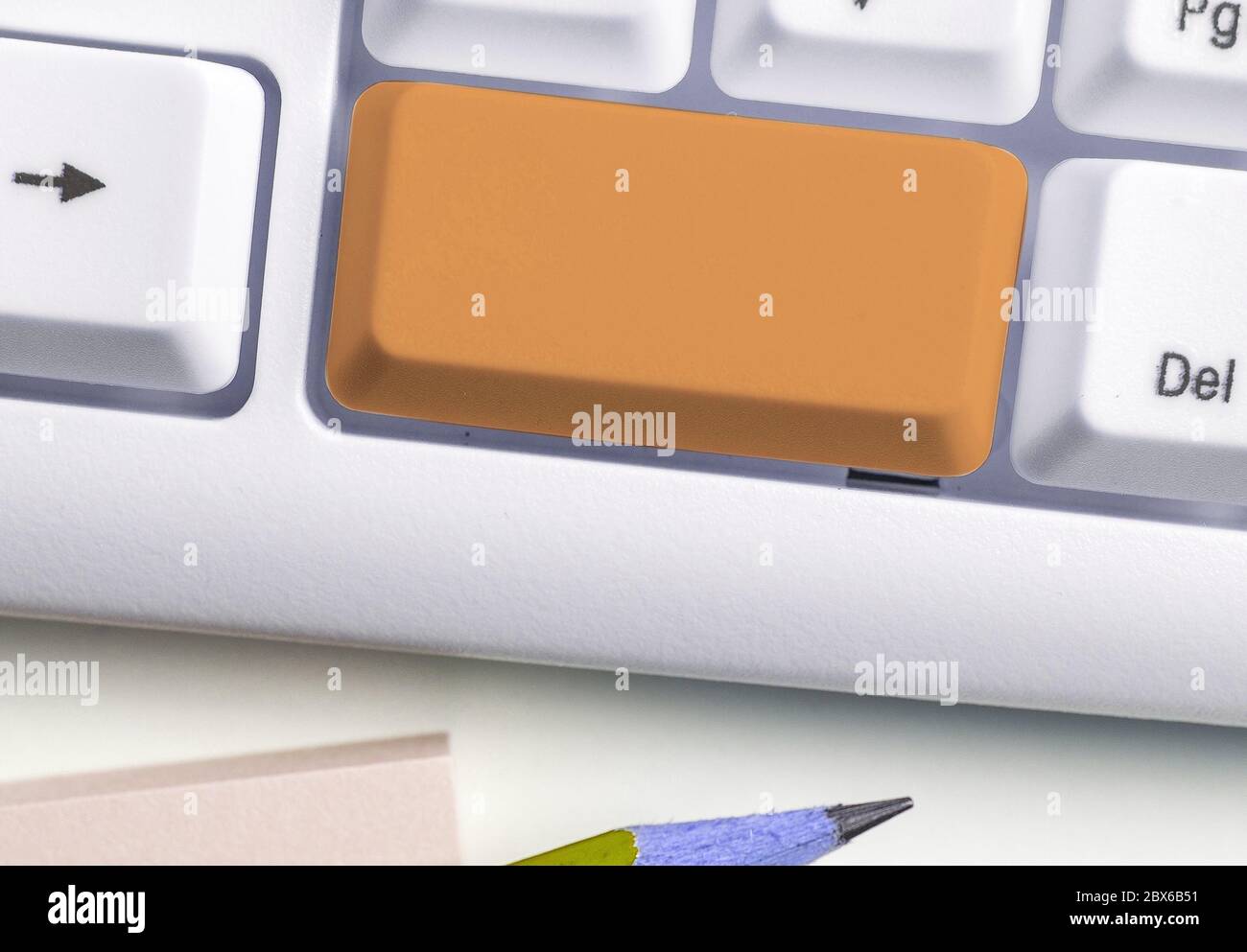 Pc Keyboard Key With Empty Note Paper Above Copy Space Stock Photo - Alamy