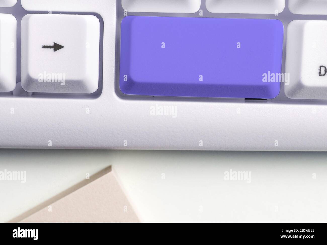 Pc Keyboard Key With Empty Note Paper Above Copy Space Stock Photo - Alamy