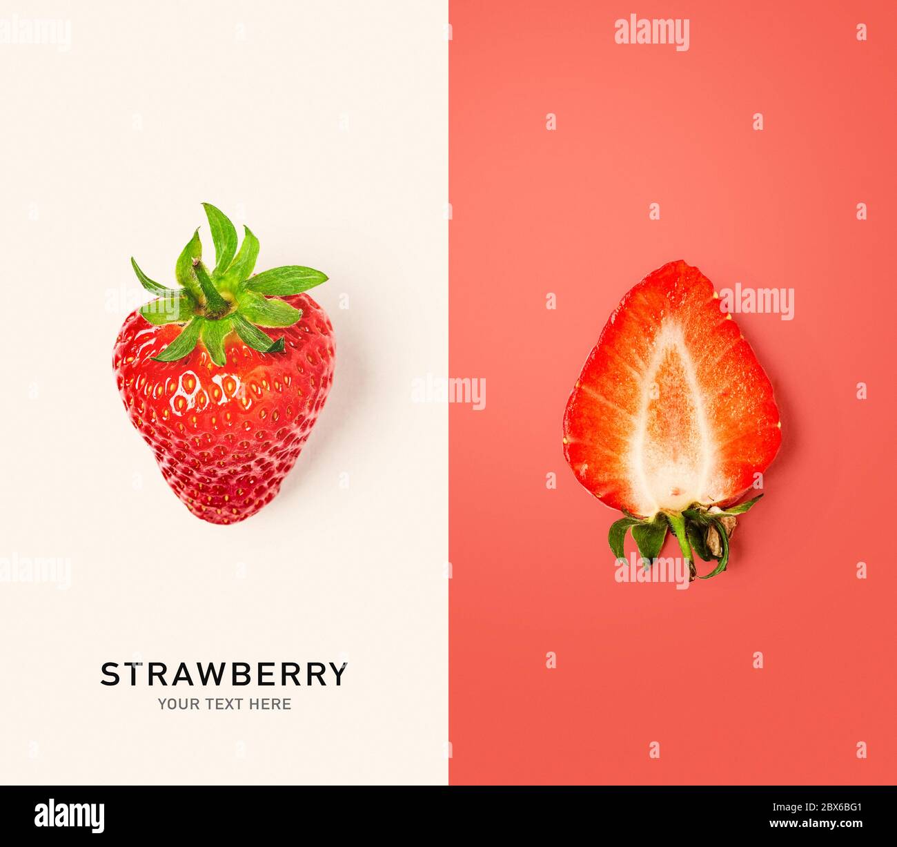 Fresh strawberry as creative layout. Healthy eating and food concept ...