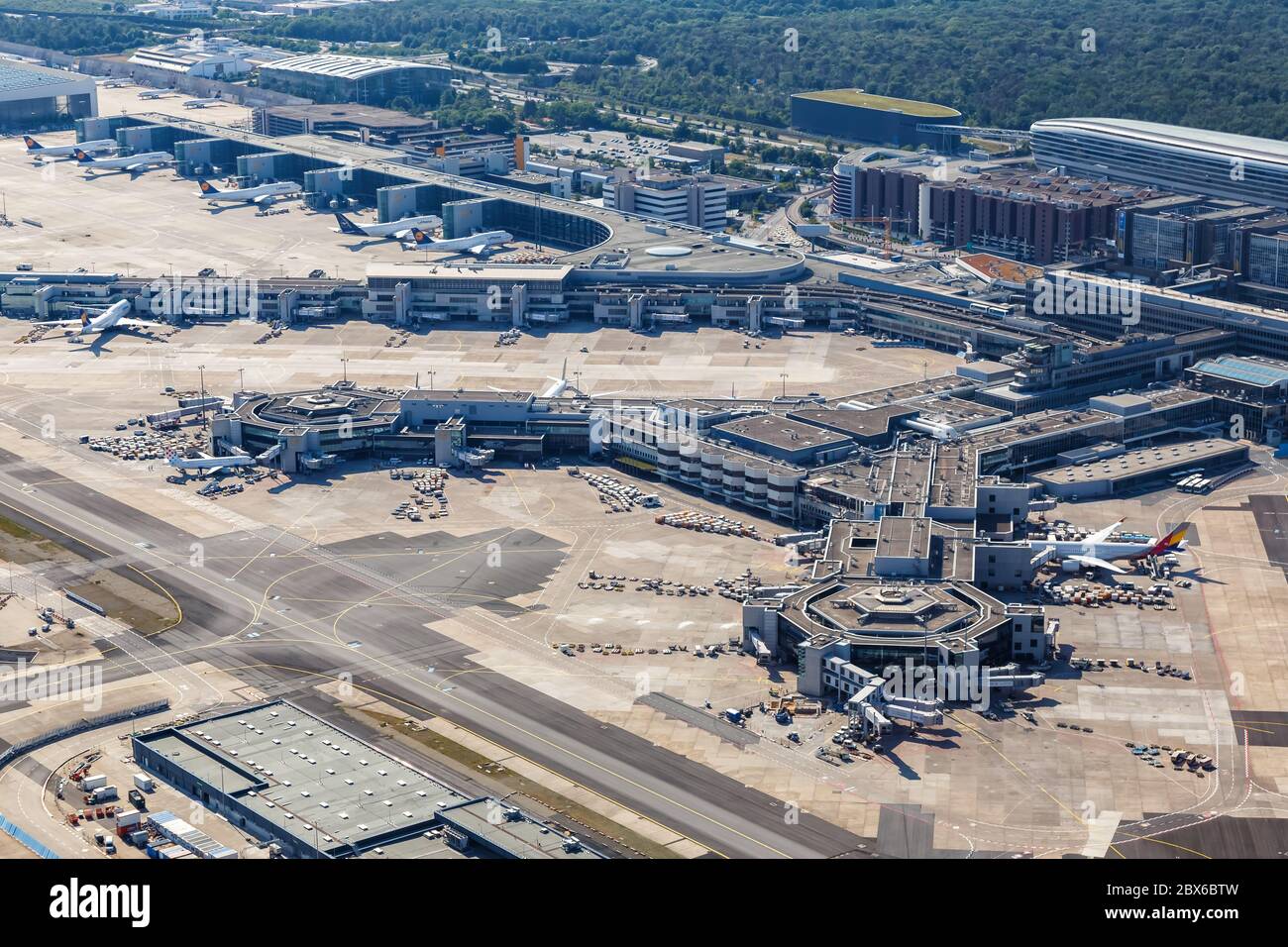 Frankfurt, Germany - May 27, 2020: Aerial view of Terminal 1 at ...