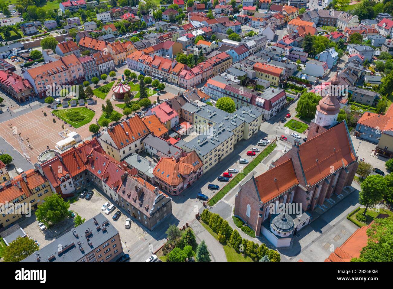 Aerial view of central square in Zory. Upper Silesia. Poland Stock ...