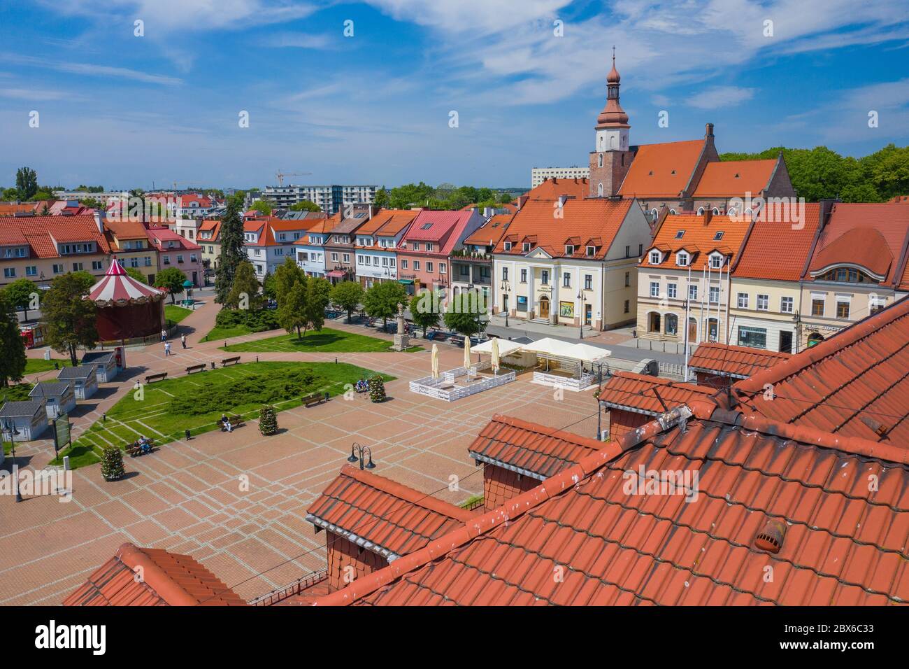 Aerial view of central square in Zory. Upper Silesia. Poland Stock ...