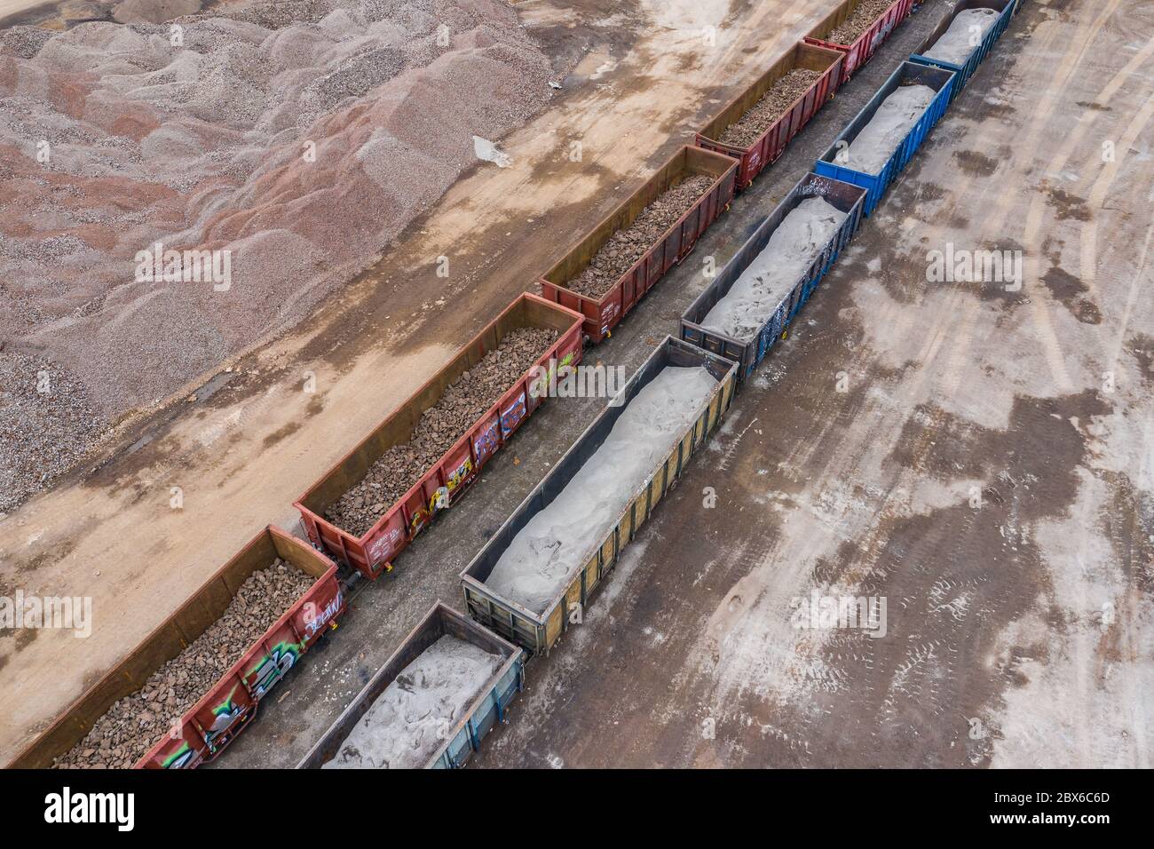 Open Pit Mine Top View. Aerial view of industrial mineral open pit mine ...